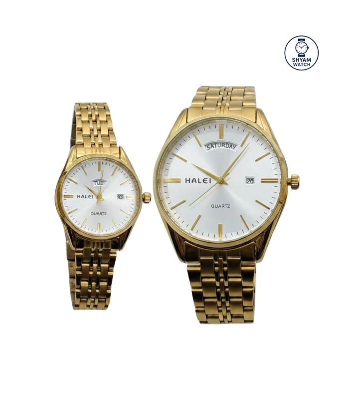 HALEI COUPLE WATCH WHITE GOLDEN - Shyam Watch